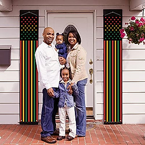Pudodo Juneteenth Porch Banner Stars and Strips African American Independence Day Front Door Sign Wall Hanging Party Decoration