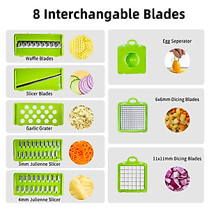 Vegetable with Container Chopper, Onion Cutter, Multifuctional Chopper, Vegetable Slicer Dicer Cutter, Veggie Chopper With 8 Blades, Food Salad Chopper Potato Slicer, Good Assistant in Kitchen
