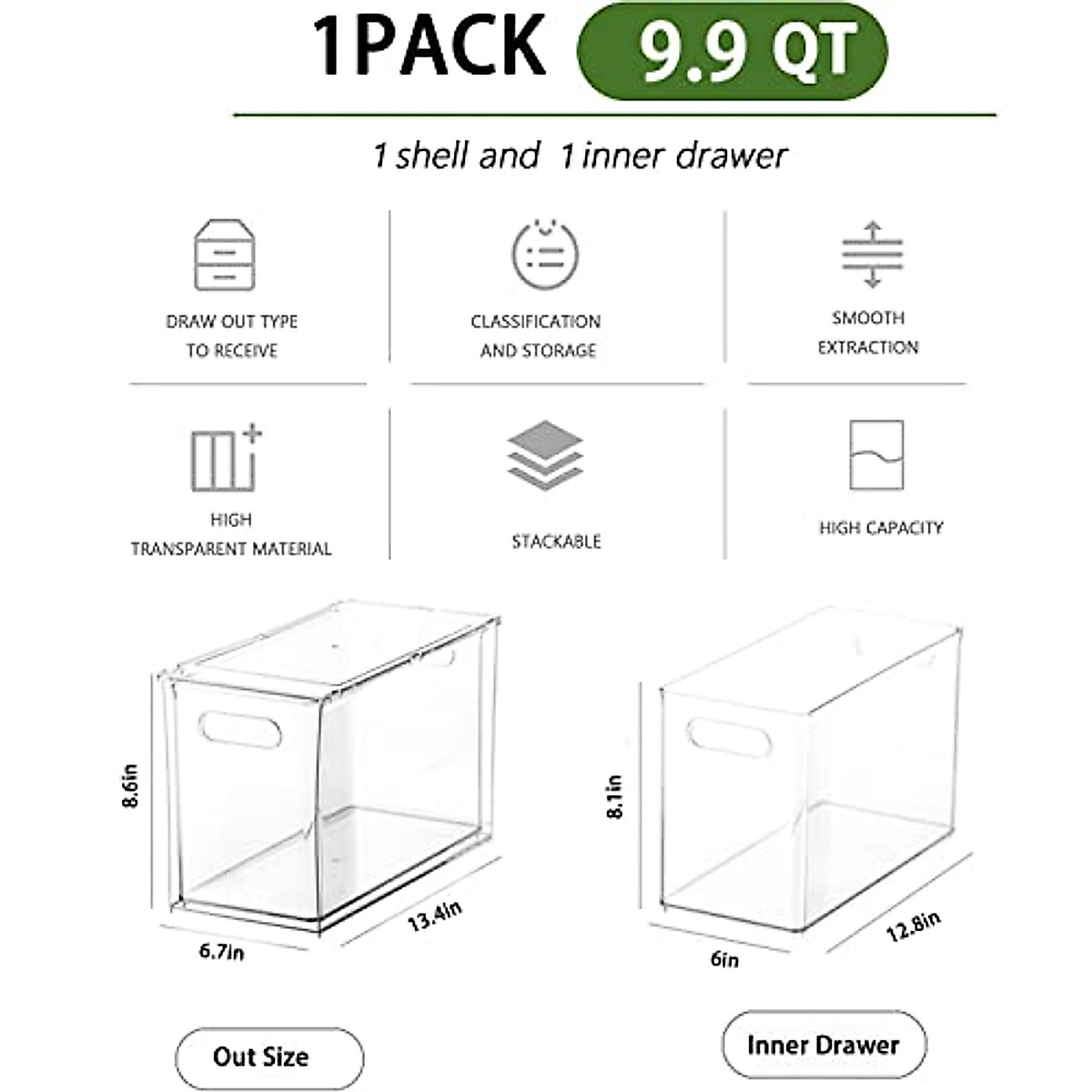 bealy Can Organizer for Refrigerator,Refrigerator Organizer Bins,Extra Large Stackable Fridge Organizer,Pantry, Makeup,Bathroom Organizer