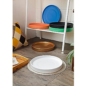 Woiida 12 Inch Large Ceramic Saucer - Ceramic Drainage Tray for Plant Pot (Matte White)