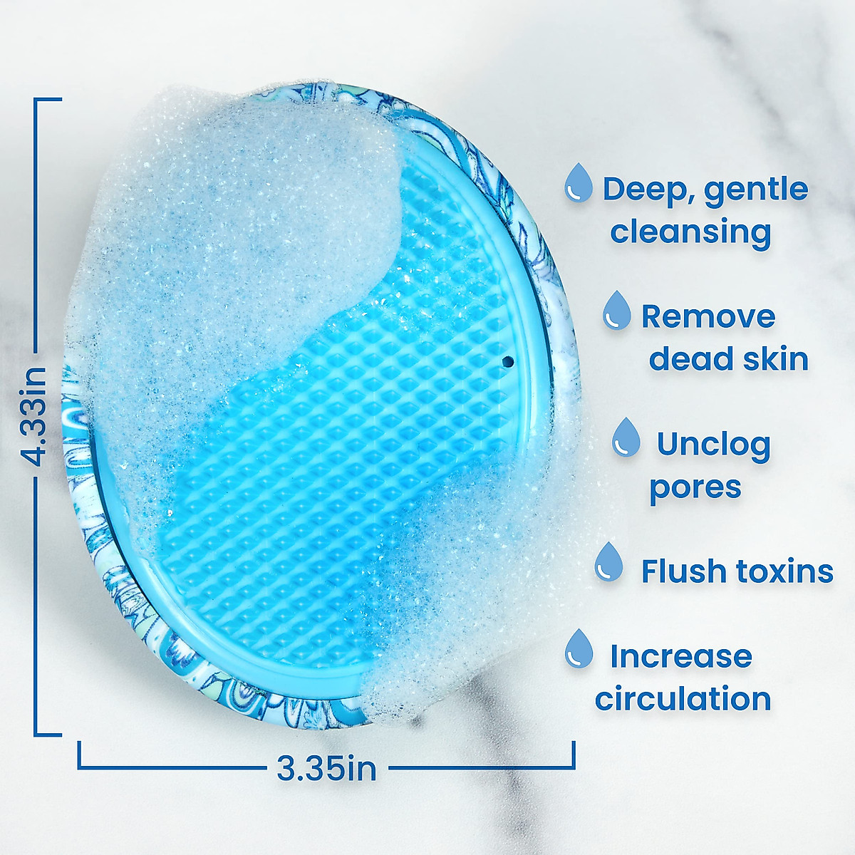 Dylonic Exfoliating Body Scrub Razor Bump Brush + Ingrown Hairs Treatment - Skin Exfoliator for Body Shaving Irritation, Strawberry Legs, Armpit, Bikini Line - Body Exfoliator Scrubber Loofah 1pk Blue