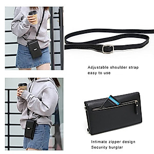 Small Crossbody Bag Long Cell Phone Purse Bag Wallet with Credit Card Slots Women Student Diagonal Wallet Multi-function Shoulder Bag (Black)