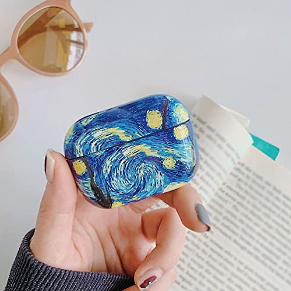 Hemobllo Case Cover Compatible with AirPods Pro, The Starry Night Cover Hard Case Shockproof Earphone Case Accessories for Earbuds Charging Case