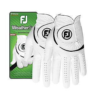 FootJoy Men's WeatherSof 2-Pack Golf Glove, White, Large, Worn on Left Hand