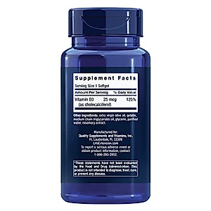 Life Extension Vitamin D3 25 mcg (1000 IU) – Promotes Bone Health, Brain Health An Immune Function – Non-GMO – Gluten-free – 250 Softgels
