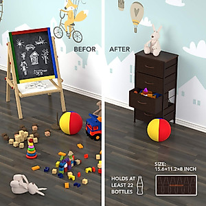 ROMOON Dresser for Bedroom, Small Dresser with 4 Storage Drawers, Chest of Fabric Drawers with Sturdy Steel Frame and Wood Top for Closet, Living Room, Hallway, Entryway (Brown)