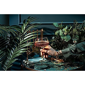 Vintage Flamingo Belle Coupe Glasses for Cocktails and Champagne | Tropical Chic Glassware Collection | Set of 4 | 12 oz Crystal Retro Style Stemmed Saucers for Elegant Bar Drinks