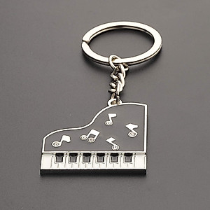 CHOORO Grand Piano Keychain Black and White Keyboard Keyring Music Jewelry (Grand Piano k)
