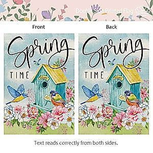 CROWNED BEAUTY Spring Time Garden Flag Floral 12x18 Inch Double Sided for Outside Birds Burlap Small Yard Holiday Decoration CF751-12