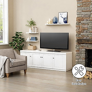 Forbena White Floating Shelves for Bedroom Books Set of 3, Small Wall Bookshelves for Small Spaces, Invisible Wall Mounted Bookshelf for Bathroom Towels, Living Room Decor, Plants, Shoes