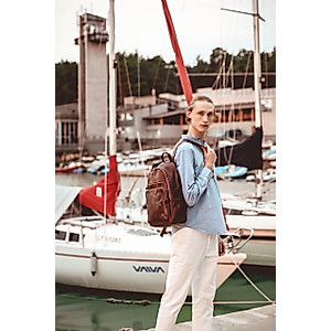 Time Resistance Leather Backpack Vintage Rucksack Purse for Laptop