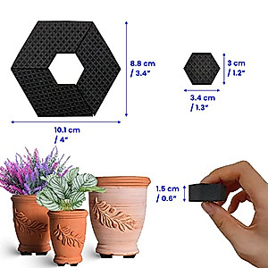 SNAIL GARDEN 40Pcs Invisible Pot Feet, Composable Hexagon Flower Pot Feet Risers for Muti-Styles Pots, Nonslip Gardening Pot Feet Pads for Indoor Outdoor Planters Garden Plant Pots Flowers