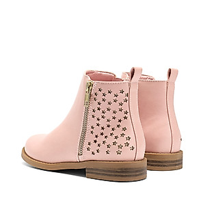 DREAM PAIRS Girls Side Zipper Low Heels Ankle Boots Size 2 Little Kid Pink SDBO2221K