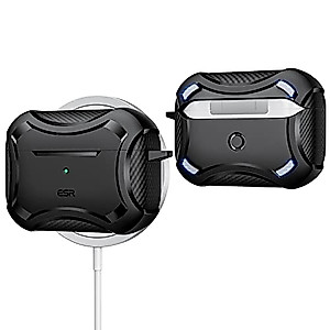 SaharaCase Cyber Armor Case for Apple AirPods Pro 2 (2nd Generation) [Rugged] Full Body Protection Antislip Grip Slim with Keychain - Black