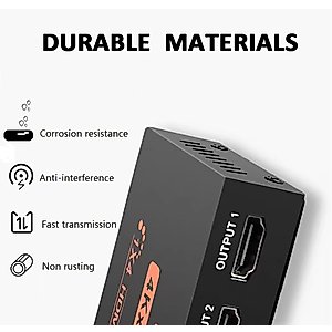 HDMI Splitter 1 in 4 Out 4K, 1x4 HDMI Splitter 3D Full HD 1080P, for Monitors Duplicate/Mirror, Compatible for HDTV PS4 Blu-Ray Player Box STB DVD Player, Projector Etc (1 Source onto 4 Displays)