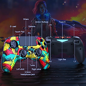 Gamrombo 2 Pack Wireless Controller Replacment for PS4, Compatible with Playstation 4/ Pro/Slim,PC Windows/Steam With Built-in 1000mAh Battery with Turbo/Dual Vibration/6-Axis Motion Sensor