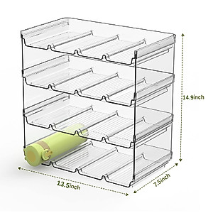 ZIJUND Water Bottle Organizer for Cabinet, 4 Pack Stackable Plastic Water Bottle Holder, Wine Racks for Kitchen Pantry Organization and Storage, Holds 16 Bottles, Countertop, Clear