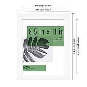 MCS Studio Gallery 8.5x11 Picture Frame White Woodgrain, Rectangle Photo Frame for Photos, Posters & Art Prints & Easel for Tapletop Display (1-Pack)
