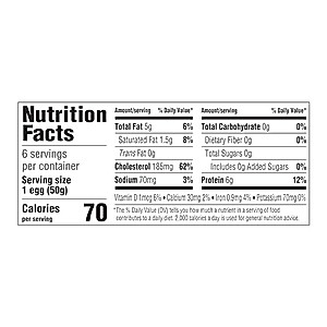 Amazon Fresh, Cage Free Large White Eggs, Grade A, 6 Count (Previously Happy Belly, Packaging May Vary)