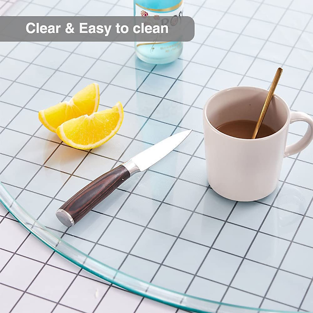 30" Glass Lazy Susan Turntable Dining Table Centerpiece Large Tabletop Rotating Tray Clear Serving Plate Round