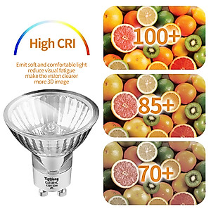 6 Pack 50W GU10 Halogen Light Bulb, MR16 GU10+C Halogen Bulbs, 3000 Hour Life Dimmable JDR-C Replace Light Bulb for Candle Warmer Lamp, Track Light, Recessed Light, Range Hood, 2900K, 2500Lm, 100+ CRI