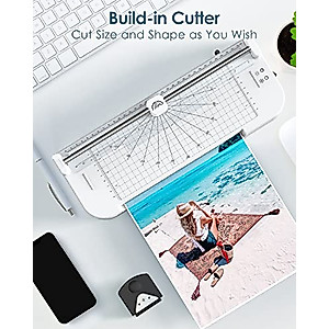 Laminator 7 in 1 Thermal Laminator 9-Inch Laminator Machine Laminating Machine with Laminating Pouches 20 Personal Laminator Desktop Lamination Corner Rounder for Office School Business (White)