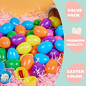 JOYIN 50 PCS 2.3" Easter Eggs, Empty Plastic Eggs Fillable Colorful Bright Eggshell Bulks for Easter Hunt, Filling Treats, Party Favor, Basket Stuffers, Classroom Prize Supplies