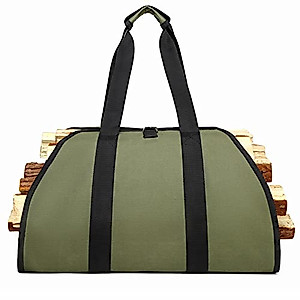 Firewood Carrier Bag with Handles, WITSTEP Log Tote Sturdy Wood Carrier for Firewood, Durable Oxford Fabric Log Carrier with Reinforce Ring Straps for Camping Indoor Outdoor Wood Stove Accessories