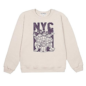 Suburban Riot TMNT Official Nyc Turtles Willow Women's Long Sleeve Fleece Sweatshirt (Small) Cream