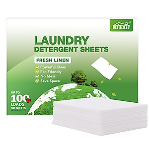 HOMEXCEL Laundry Detergent Sheets Fresh Scent Eco-Friendly, (100 Loads) 50 Washer Sheets, Plastic-Free Laundry Soap Sheets, Hypoallergenic Liquid Less Clear Strips for Travel, Home Clothes Washing