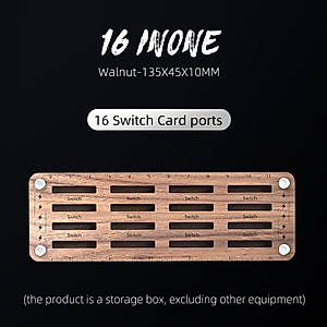 FEIFANZHE 16 Slots Wooden Storage Case Stand for Nintendo Switch Game Cards, TF Card Holder - Walnut Box F01M-S