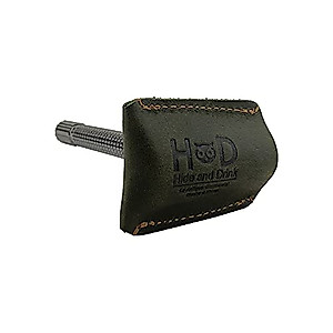 Hide & Drink, Leather Double Edge Safety Razor Head Protective Sheath, Shaving Travel Cover Handmade (Dark Jade)