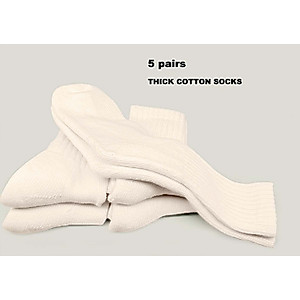 Ait fish Women's Thick Cotton Crew Socks Full Cushioned Athletic Calf Socks for Hiking Work Casual, Ivory