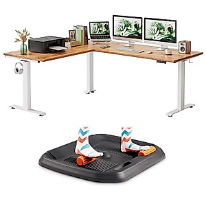 FEZIBO 75 Inch L Shaped Standing Desk with Standing Desk Anti Fatigue Mat