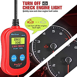 Autel MS300 OBD2 Scanner Code Reader, Turn Off Check Engine Light, Read & Erase Fault Codes, Check Emission Monitor Status CAN Diagnostic Scan Tool