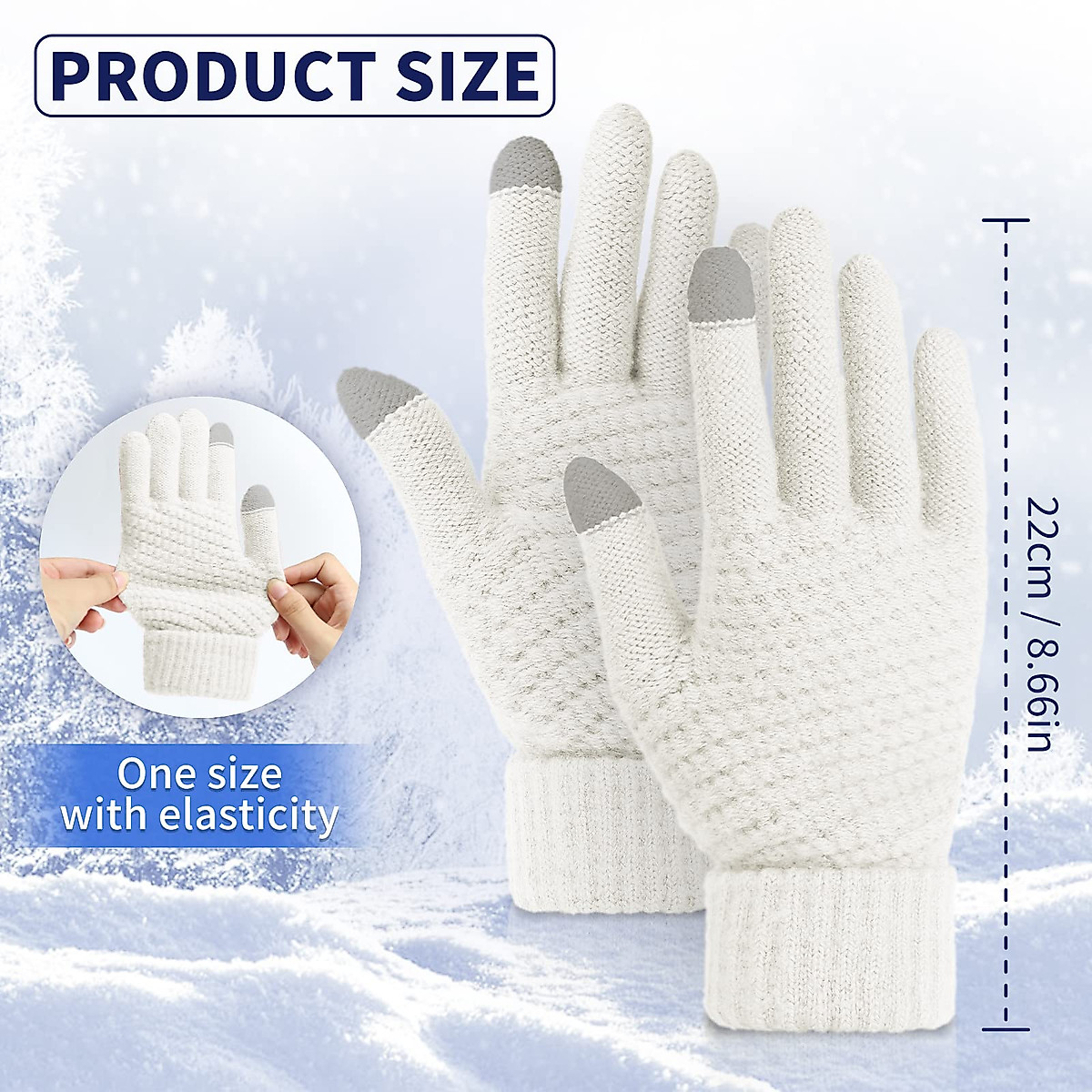 Omisy 4 Pairs Womens Gloves for Cold Weather, Christmas Gifts for Her Mom Wife Stockings Stuffers, Winter Warm Gloves with Touchscreen - Black, White, Upper cyan, Wine red