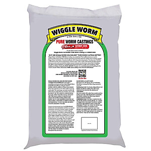 WIGGLE WORM Castings Plus Worm Egg Material, 40-Pounds - Fertilizer for Houseplants, Vegetables, and More - Earthworm Castings to Help Improve Soil Fertility and Aeration