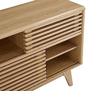 Modway Render Mid-Century Modern Two-Tier Display Stand in Oak