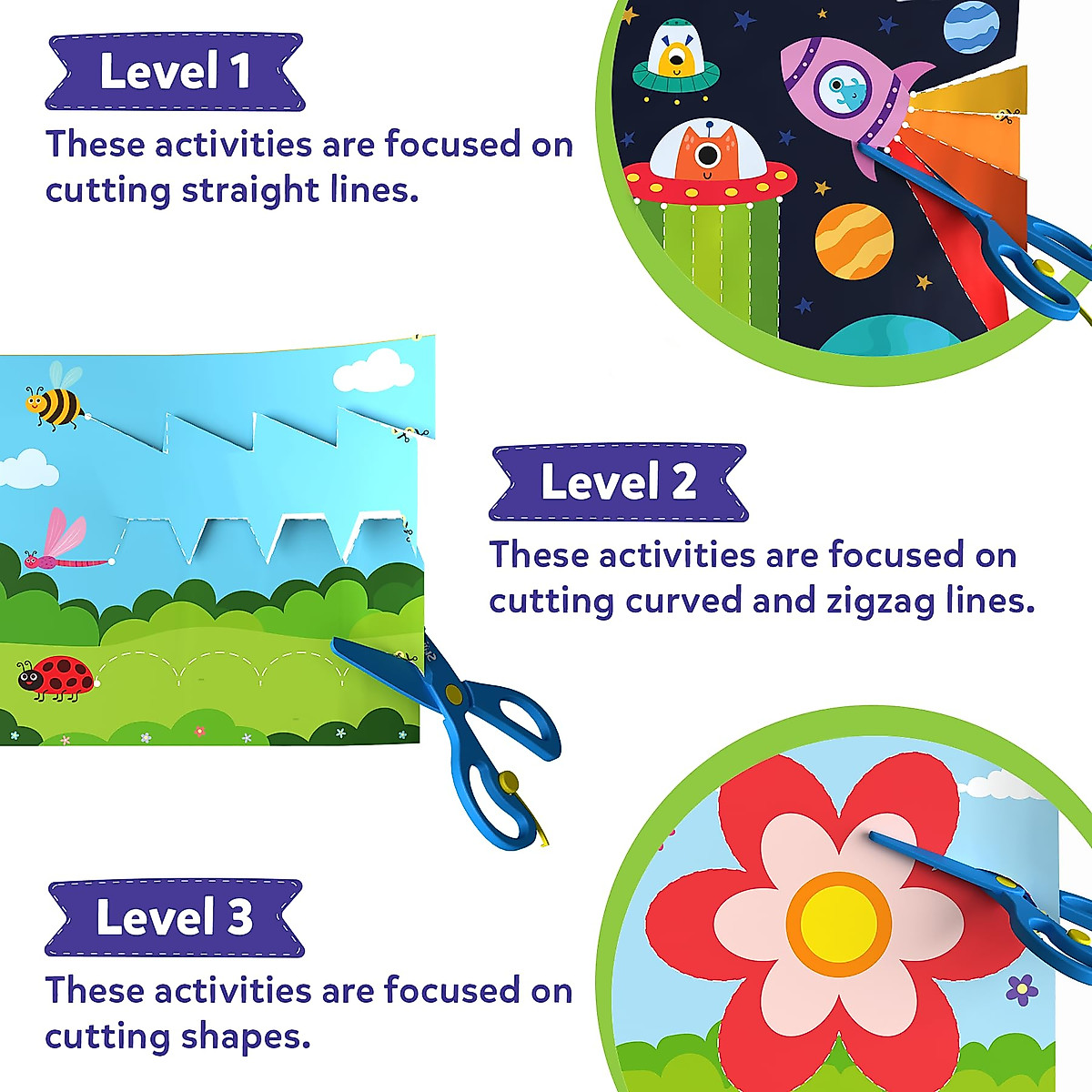 Skillmatics Art & Craft Activity Kit - Snip, Snip, Practice Scissor Skills, Craft Kits & Supplies, Gifts for Toddlers, Girls & Boys Ages 3, 4, 5, 6, 7, Travel Toys