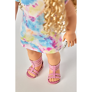 American Girl Truly Me 18-inch Doll Show Your Artsy Side Outfit with Tie Dye T-Shirt Dress and Pink Sandals, For Ages 6+