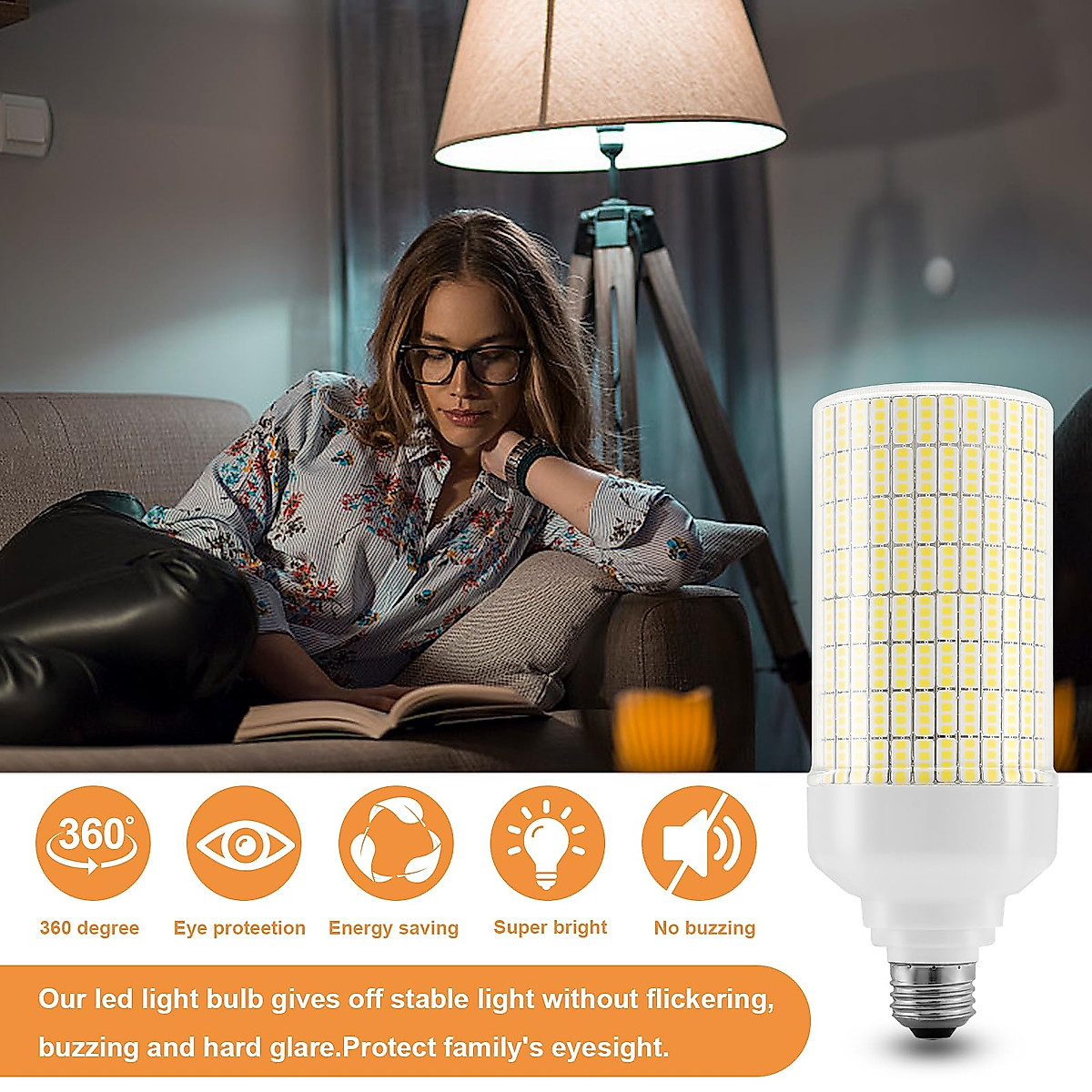 RIUVAO 800W Equivalent LED Corn Bulb, Led Corn Light Bulbs 12000 Lumen 5000K Daylight White Led Bulb,E26/E39 Medium Mogul Base,2-Pack 80W Large Area Light Bulbs for Outdoor Indoor Garage Warehouse…