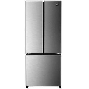 Galanz GLR16FS2D08 3 French Door Refrigerator with Bottom Freezer & Adjustable Thermostat, 16 Cu Ft, Stainless Steel