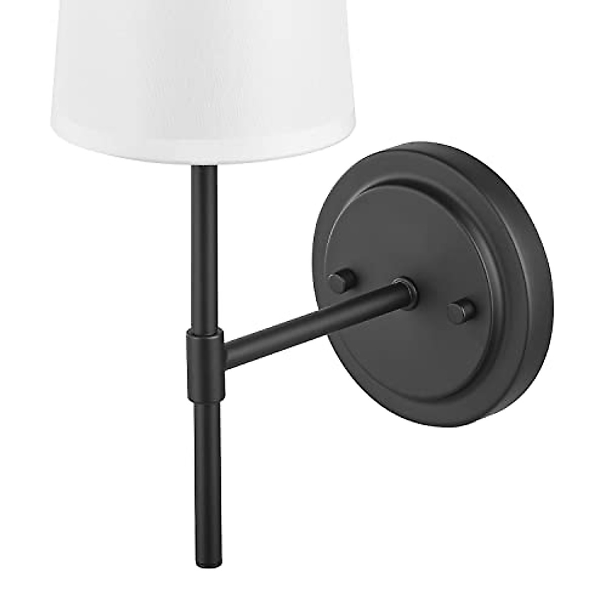 Globe Electric 51859 1-Light Wall Sconce, Matte Black, White Fabric Shade, Wall Lighting, Wall Lamp Dimmable, Wall Lights for Bedroom, Kitchen Sconces Wall Lighting, Home Décor, Bulb Not Included