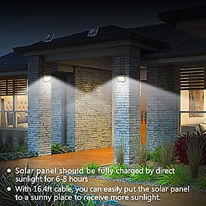 Solar Outdoor Lights Motion Sensor w/ 240 Bright COB LED, 16.4Ft Cable, 3 Lighting Modes, Adjustable Panels. Wired Security Solar Powered Flood Lights for Indoor, Outside, Yard, Garden(5500K, 2 Set)