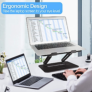 Urmust Adjustable Laptop Stand for Desk Aluminum Computer Stand for Laptop Riser Holder Notebook Stand Compatible with MacBook Air Pro Ultrabook All Laptops 11-17 inch (Black)