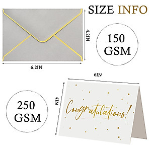 Dinifee 100 Pack Congratulations Cards with Envelopes Congrats Card Graduation Cards Engagement Cards Congratulations Baby Card for Business Baby Shower Wedding Graduation Party, 4 x 6 In (Gray)