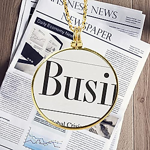 Hanging Magnifier, Portable 5X Magnifier Monocle Lens with Hanging Necklace for Reading Crafts Needlework Jewelry Hobbies(Gold)