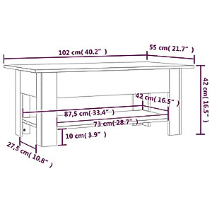 QJBSAVVA Coffee Table Gray Sonoma 40.2"x21.7"x16.5" Engineered Wood,Floor Standing Table Table for Living Room Cocktail Table Suitable for Meeting Rooms, Reception Rooms, Offices