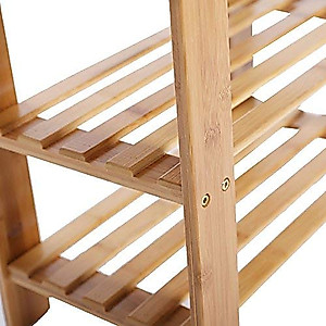 Livebest Wooden Shoe Rack Bench 2 Tier Boot Organizing Rack Entryway Storage Shelf Hallway Bamboo Furniture for Home,Office,School