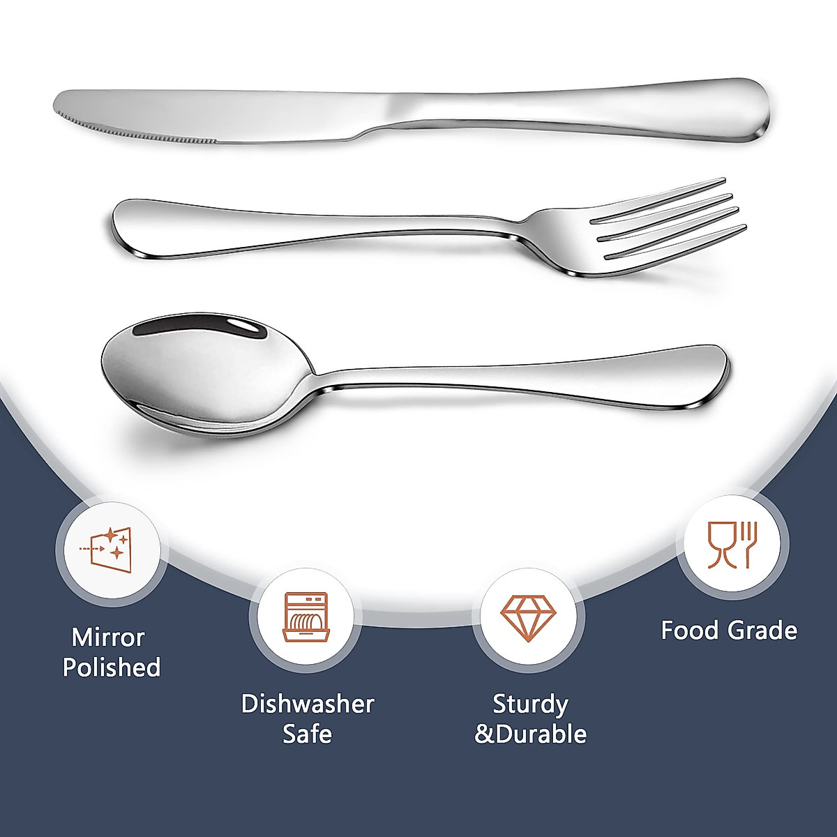 SANTUO 18PCS Dinner Set combo with 6 Dinner Knives, 6 Dinner Forks, 6 Dinner Spoons, Food Grade Stainless Steel Silverware Set for Home, Kitchen and Restaurant, Mirror Polished& Dishwasher Safe